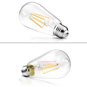 Ascher Vintage LED Edison Bulbs, 6W, Equivalent 60W, Non-Dimmable, High Brightness Warm White 2700K, ST58 Antique LED Filament Bulbs with 80+ CRI, E26 Medium Base, Clear Glass, Pack of 4