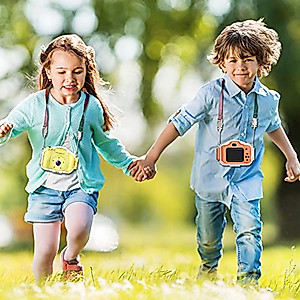 Agoigo Kids Waterproof Camera Christmas Birthday Festival Gifts for Boys Girls Age 3-9, Mini Digital Cameras for Children, Portable Toddler Toys for 3 4 5 6 7 8 9 Years Old with 32GB Card (Yellow)