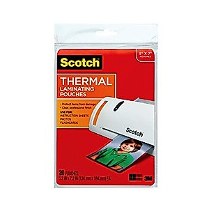 Scotch Thermal Laminating Pouches Premium Quality, 5 Mil Thick for Extra Protection, 20 Pack Photo Size Laminating Sheets, Our Most Durable Lamination Pouch, 5 x7 inches, Clear (TP5903-20)