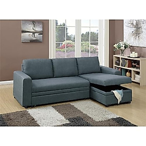 APAINI Convertible Sectional Sofa Ash Black Pull Out Bed Couch Storage Chaise Reversible Living Room Furniture Lounge (Color : E, Size : As Shown)