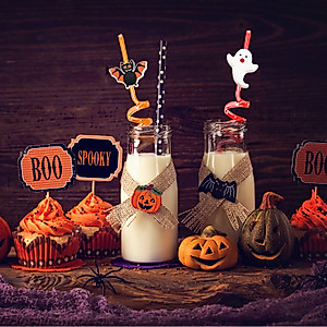 24 Reusable Halloween Straws Halloween Party Favors Halloween Party Decoration Birthday Party Decoration Supplies for Treat Bags Goodie Gifts