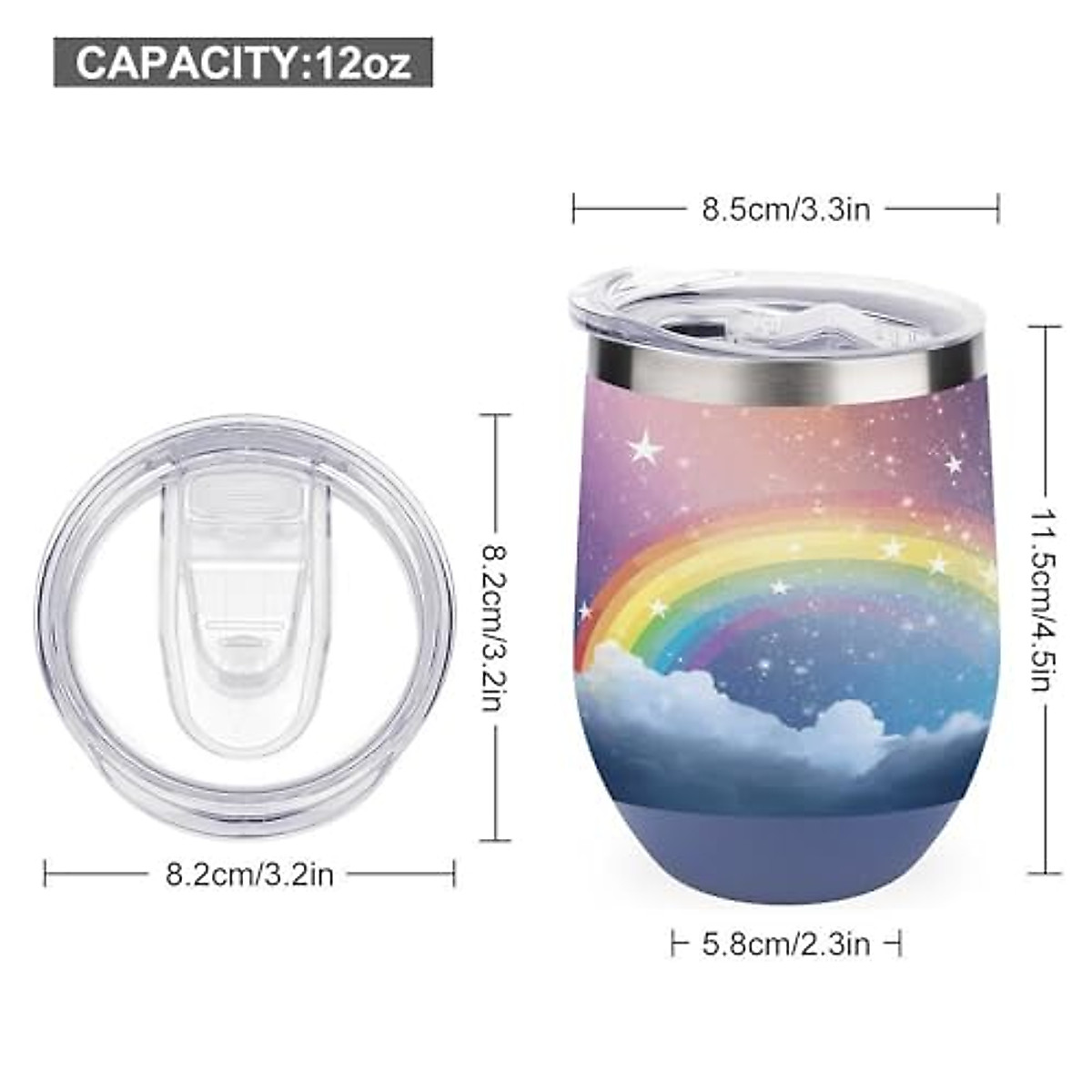 WYUSPGK 304 Stainless Steel Insulated Cup, Star in Rainbow Print Smooth Rim, Durable & Reusable - Perfect for Office, Home, And Travel