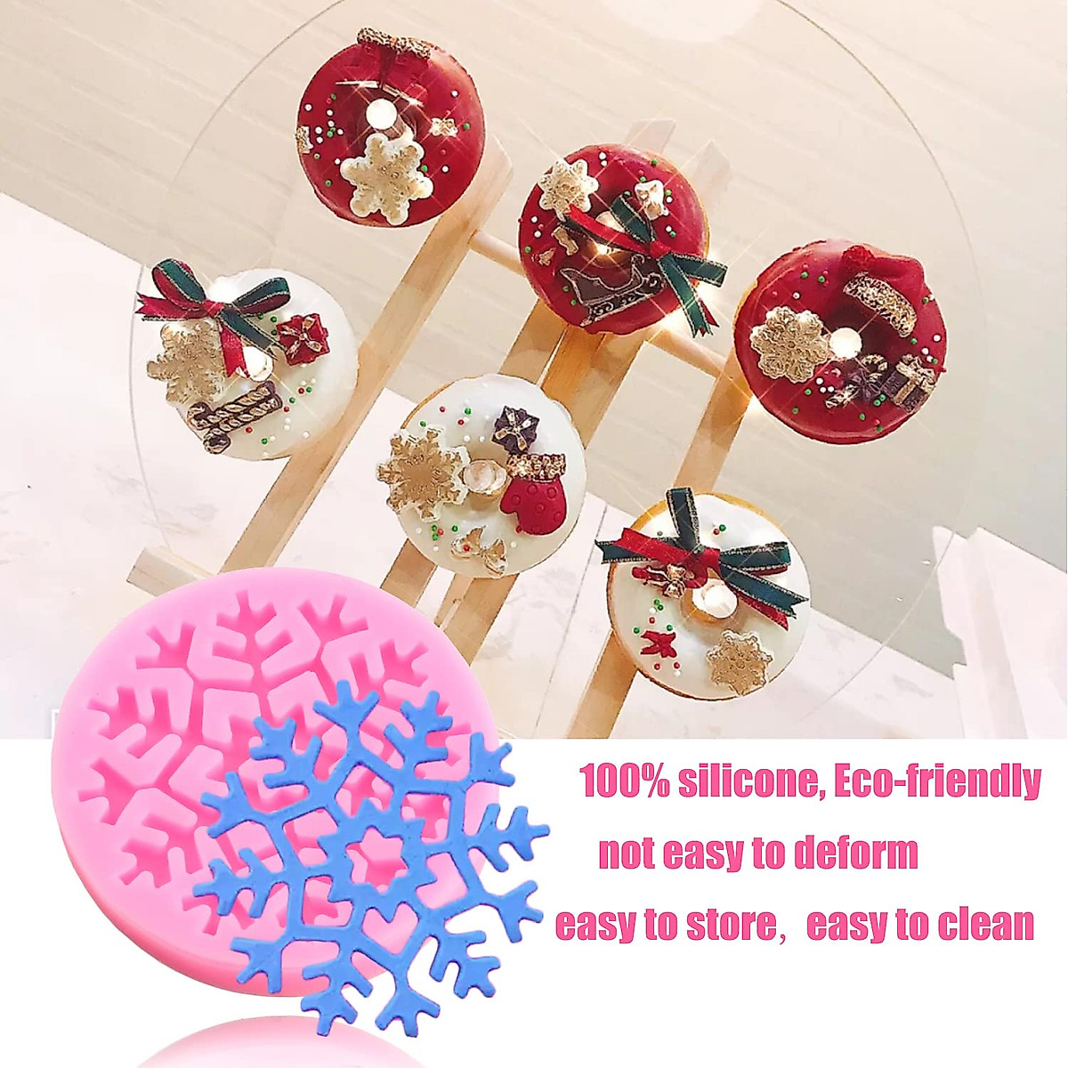 ZiXiang Christmas Silicone Molds Xmas Fondant Molds Christmas Tree Snowflake Bells Gift Box Snowman Holly Leaves Silicone Molds For Cake Decorating Cupcake Topper Candy Chocolate Gum Paste Set Of 7