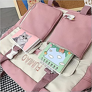 ZHHUIZ 3 in 1 Kawaii School Backpack with Pins, Cute Crossbody Rucksack School Bag for Girls Teen, Lovely Bookbag Shoulders Bag (Green), 12.2x3.1x10.2 inch