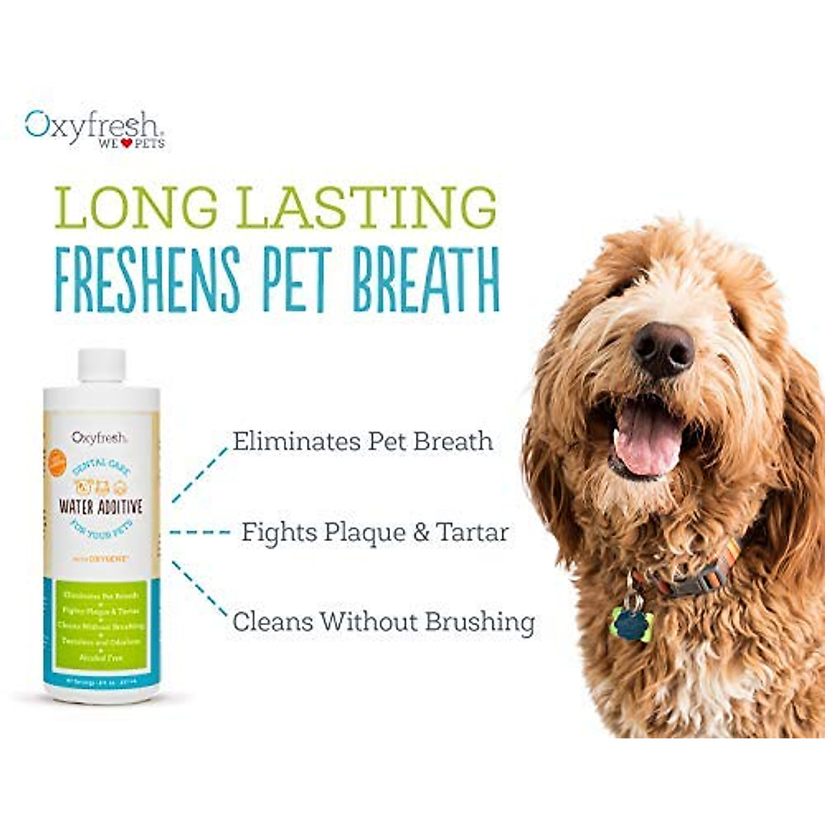 Oxyfresh Premium Pet Dental Care Solution Pet Water Additive: Best Way to Eliminate Bad Dog Breath and Cat Bad Breath - Fights Tartar & Plaque - So Easy, Just Add to Water! Vet Recommended 2 Pack