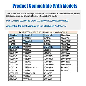 2023 Upgrade 000009120, 000008487, IH9120 Water Inlet Valve (OEM) Compatible with Manitowoc Ice Machines, 120V 60Hz 5W Fits popular S, Indigo and K-0250/0350/0450 Koolaire etc - 2 Year Warranty