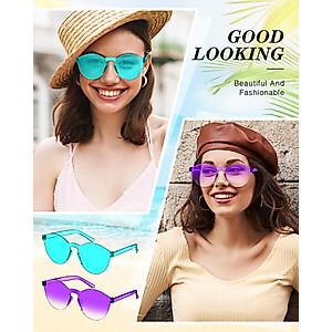 Xuhal 50 Pairs Colored Sunglasses Rimless Round Party Sunglasses Frameless Colored Glasses Transparent Candy Color Tinted Eyewear for Women Men Girls Adults