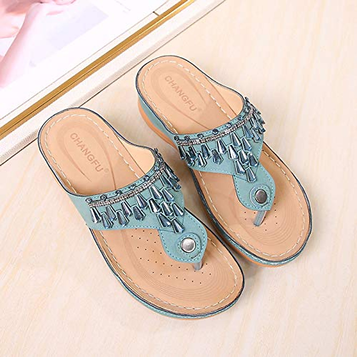 justHIGH Women's Sport Flip Flops Comfort Casual Thong Sandals Outdoor Platform Wedge Sandals Casual Shoes