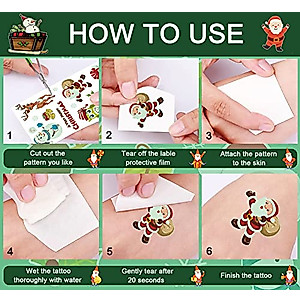 Luminous Christmas Temporary Tattoos for Kids Stocking Stuffers 130 PCS Cute Fake Face Body Tattoo Sticker Gifts for Boys Girls Adults Xmas Eve Holiday Birthday Party Favors Supplies Decorations
