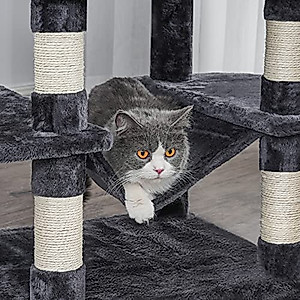 BEWISHOME Cat Tree for Indoor Cats 65.3 Inch Multi-Level Cat Tower for Large Cats with Sisal Scratching Post,Plush Top Perches, Hammock,Cat Condo Play House Cat Furniture Kitty Activity Center MMJ21H