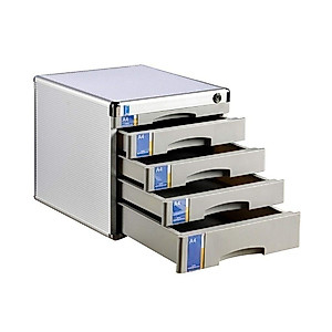 LEYT Flat File Cabinet, Drawer Organizer Lockable, for Office Supplies Storage, Aluminum Alloy - Grey