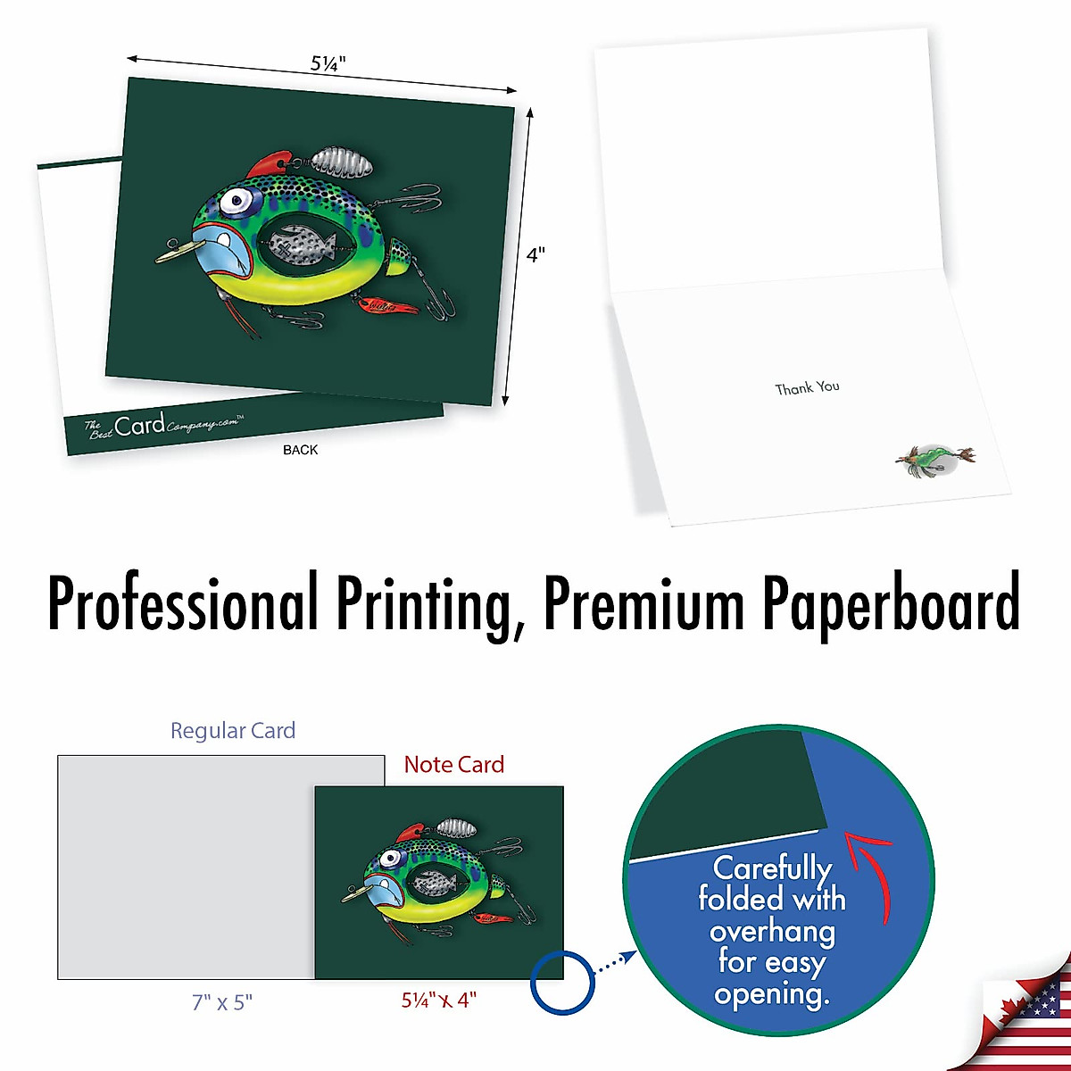 The Best Card Company 10 Assorted Thank You Notecards Bulk Box Set 4 x 5.12 Inch with Envelopes (10 Designs, 1 Each) Off The Hook M6543TYG