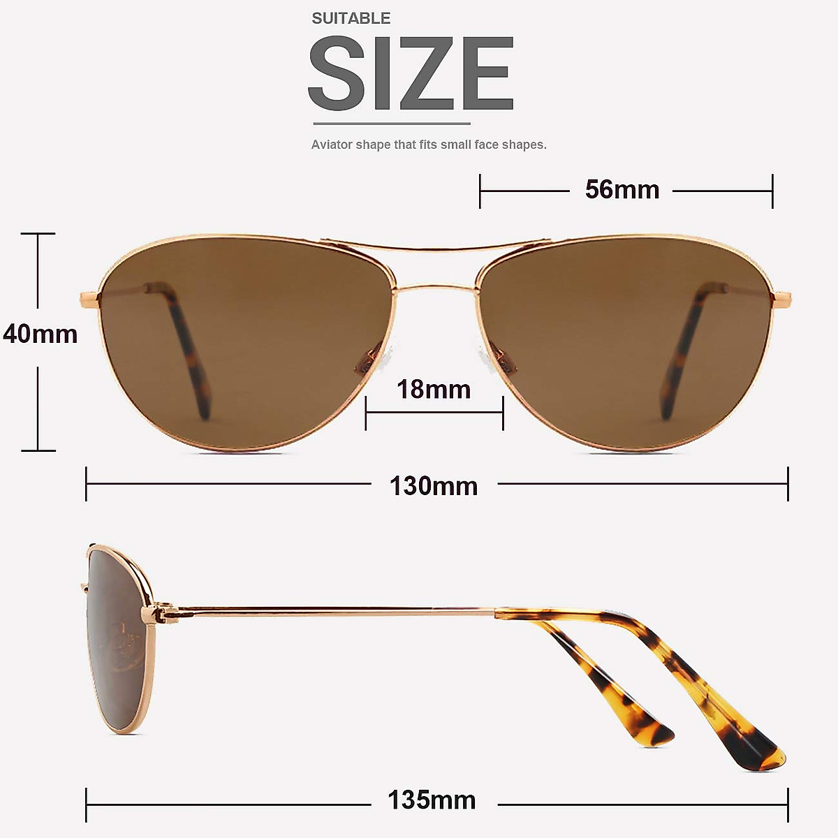 MAXJULI Baby Sea Polarized Aviator Sunglasses for Small to Medium Face 8017&8018