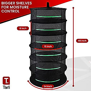 Tarli 6 Layer Herb Drying Rack Comes with Fabric Cover - 8 inch Bigger Shelves and Premium Breathable Mesh for Efficient Drying of Herbs, Flowers, Seeds, Fish, etc - Designed in USA