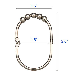 2 Lb. Depot Wide Shower Curtain Rings - Set of 12 Easy Glide Rollers with Polished Nickel Finish - Stainless Steel Shower Hooks for Straight and Curved Rods - Decorative and Durable for Any Bathroom