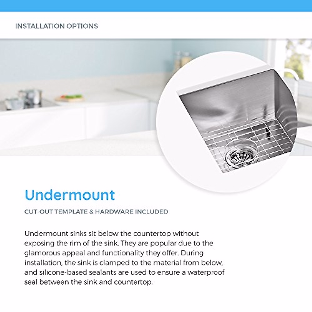MR Direct 346-16-ENS Stainless Steel Undermount 31-3/8 in. Single Bowl Kitchen Sink with Additional Accessories, 16 Gauge