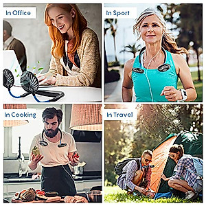 CoutureBridal Hands Free Neck Fan,Mini USB Personal Fan Rechargeable,Headphone Design Pocket Fan with 3 Speeds Adjustable and LED Light for Travel Outdoor Office Home Sports