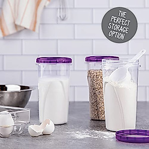 PLASTICPRO 48 Ounce Twist Top Deli Containers Clear bottom With Purple Top Twist on Lids Reusable, Stackable, Food Storage Freezer Container