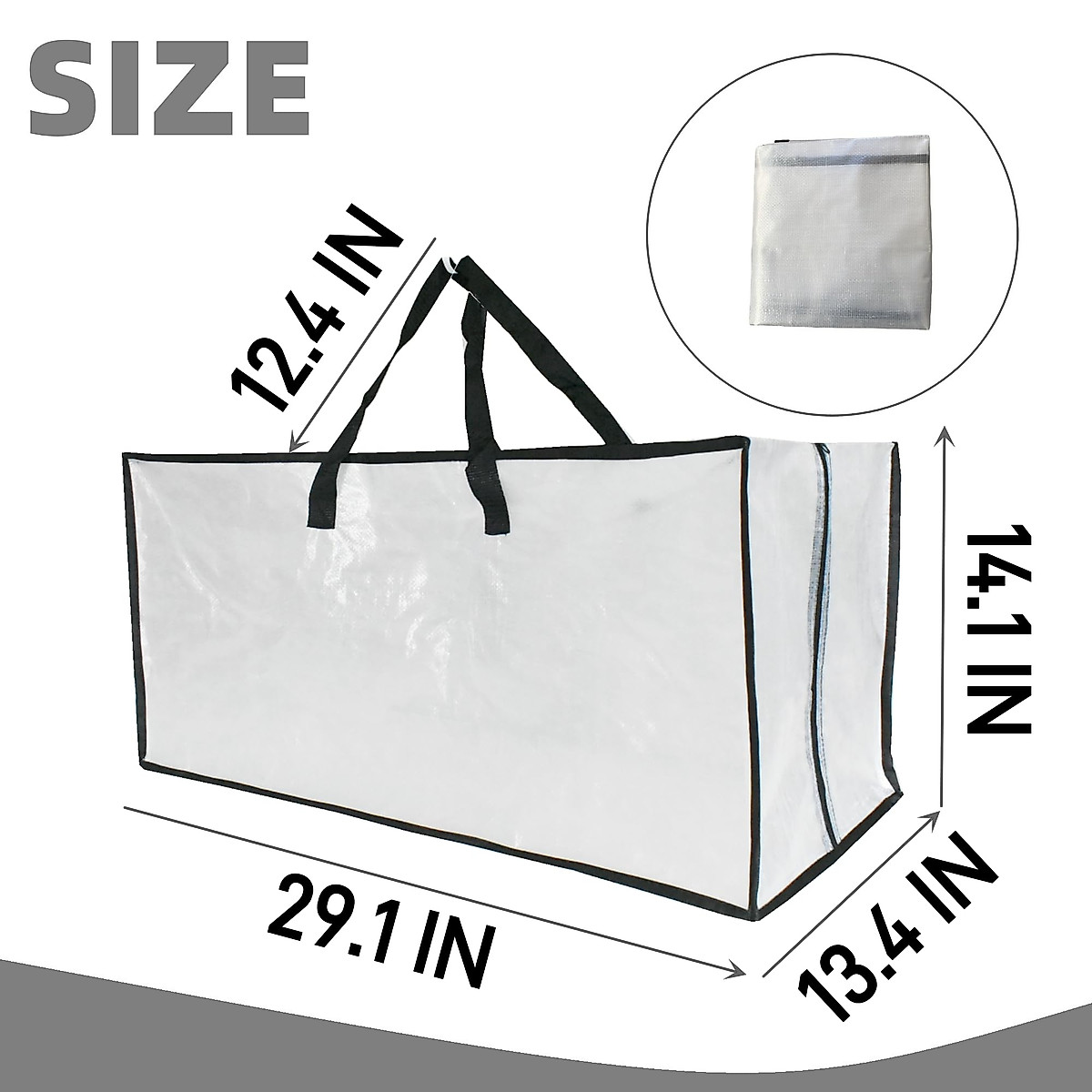 Heavy Duty Moving Bags, Extra Large Clear Storage Bags with Zipper and Handles, Moving Boxes & Storage Bins Alternative, Packing Supplies, Moving Supplies for Dorm Room Essentials