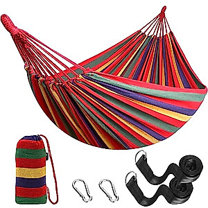 Anyoo Garden Cotton Hammock Comfortable Fabric Hammock with Tree Straps for Hanging Durable Hammock Up to 660lbs Portable Hammock with Travel Bag,Perfect for Camping Outdoor/Indoor Patio Backyard