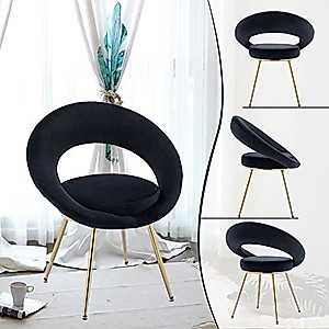 HomVent Modern Makeup Desk Chair Vanity Chair,Round Back Dining Chairs Accent Chairs with Golden Metal Leg for Bedroom Living Room Vanity Dining Room