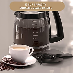 12 Cup Coffee Maker Carafe Replacement Compatible with Cuisinart Coffee Maker DCC-1100BK, DCC-1200, DCC-2650, CHW-12, CHW-12P1, DGB-400, DGB-550BK, DGB-550BK1, DGB-625BC, DGB-700BC, SS-12 and SS-15