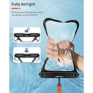 Lanhiem 10.5" Large Waterproof Phone Pouch, 2 Pack Universal IPX8 Waterproof Dry Bag with Lanyard for iPhone 14/13/12 Pro Max, Samsung Galaxy S23 Ultra, S22 S21 S20 FE, Google Pixel 7 6A, Black+Black