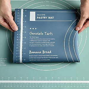 Baking Mats,Silicone Pastry Mat,Silicone Baking Mat for Pastry Rolling Dough with Measurements, BPA Free Non stick and Non Slip Blue Table Sheet Baking Supplies for Bake Pizza Cake