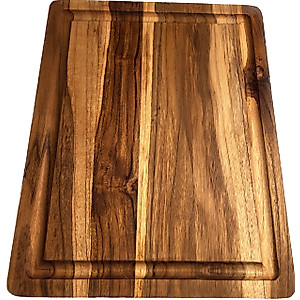 Mountain Woods Brown Teak Wood Cutting Board w/Juice Groove | Cheese Board | Chopping board | Charcuterie board | Butcher Block - 15" x 12" x 0.75"
