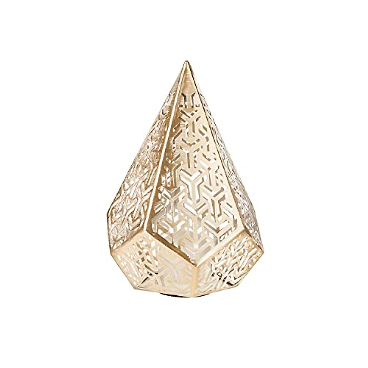 Evergreen Gold Fire Flame Battery Operated Geomatrix Die Cut Lantern, Small