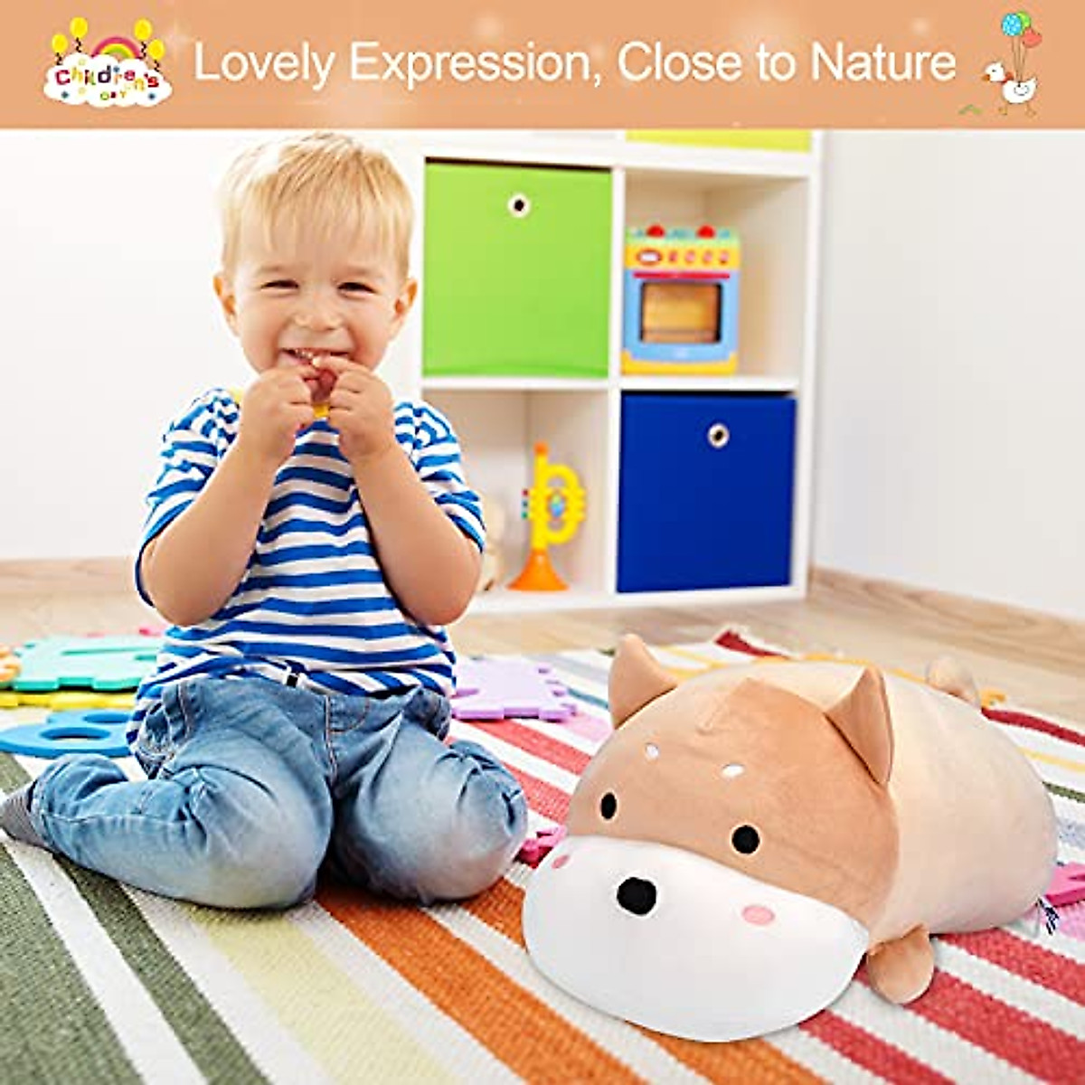 Z ZBWKBR Dog Stuffed Animal Dog Plush Pillow,Soft Cute Shiba Inu Plush Soft Plush Toy Gift for Kids Birthday Home Decor Hugging Sleeping Comfort Cushion 12'' (Yellow, Small)