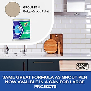 Grout Pen Beige Grout Paint: Waterproof Tile Paint Grout Refresh Restorer for Floor, Kitchen & Bathroom Shower Tiles - Beige - Can Size for Larger Projects - 125ml (4.2oz)
