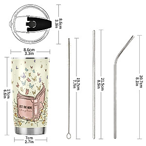 Bad Bananas Book Lovers Gifts - 20oz Stainless Steel Tumbler - Just One More Chapter - Gifts For Readers Mom, Sisters, Wife, Best Friends