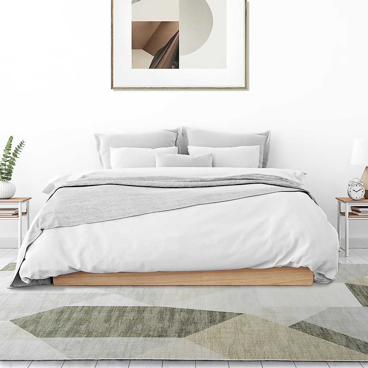 HOMBYS 10x14 Modern Area Rug for Living Room Bedroom, Large Geometric Floor Carpet for Indoor Office Dining Room, Abstract Home Deco Non-Shedding, Yellow Khaki, Machine Washable