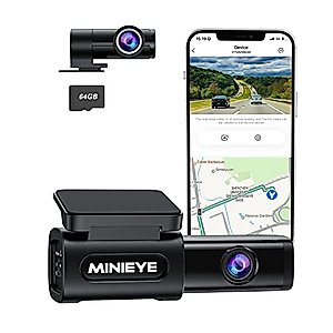 Dash Cam Front and Rear, 4K + 1080P Car Camera with ADAS Driver Alerts,170° Wide View with Night Vision, Parking Mode, G-Sensor, Loop Recording APP and Voice Control,64G Card Include