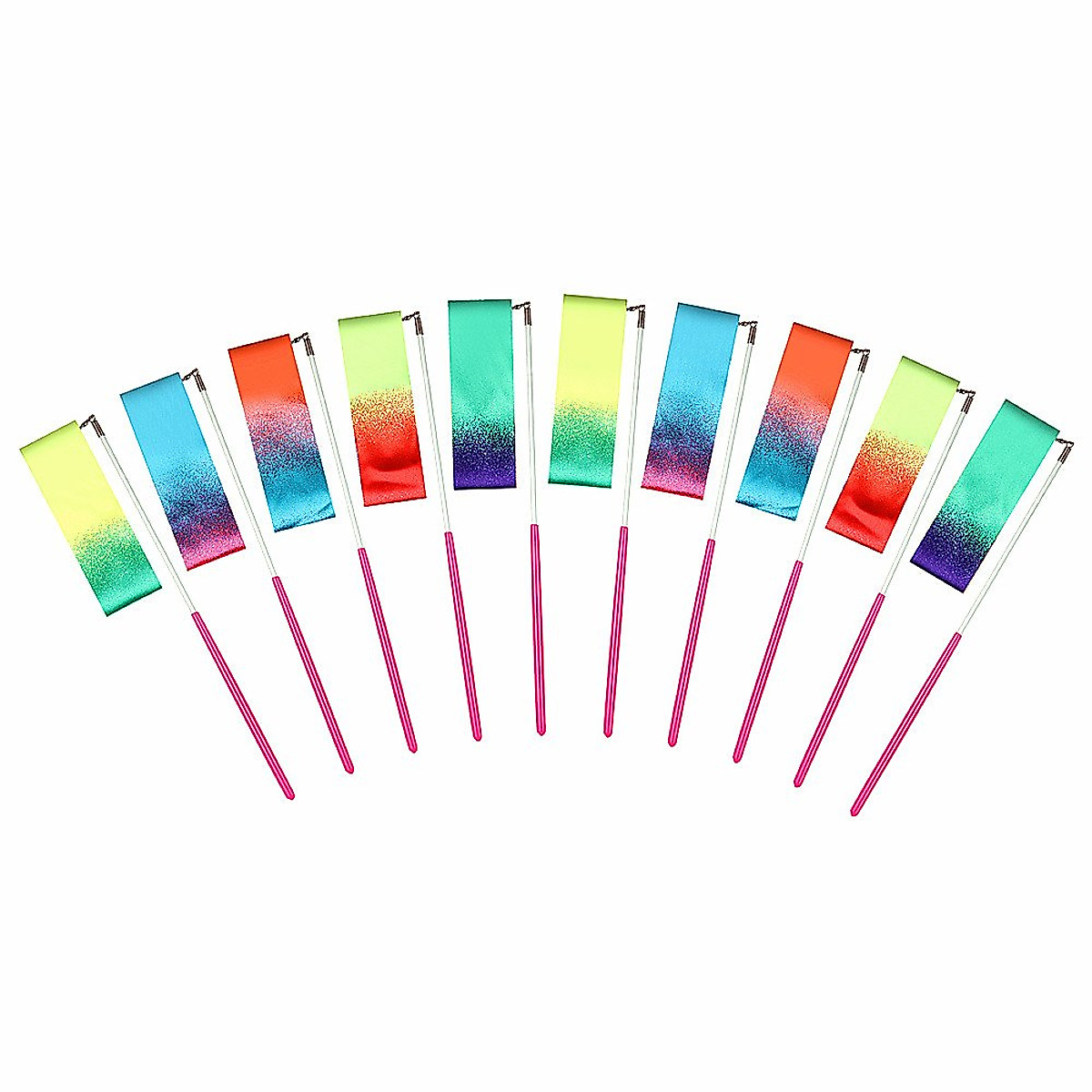 AITIME 10 Pieces 2 Meters Gym Gymnastics Dance Ribbons,Rainbow Dancer Ribbons with Twirling Wands for Kids Dancing,CE and EN71 Approved, Starry Sky Colors