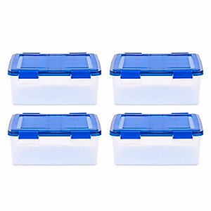 IRIS USA 4Pack 30qt WEATHERPRO Airtight Plastic Storage Bin with Lid and Seal and Secure Latching Buckles
