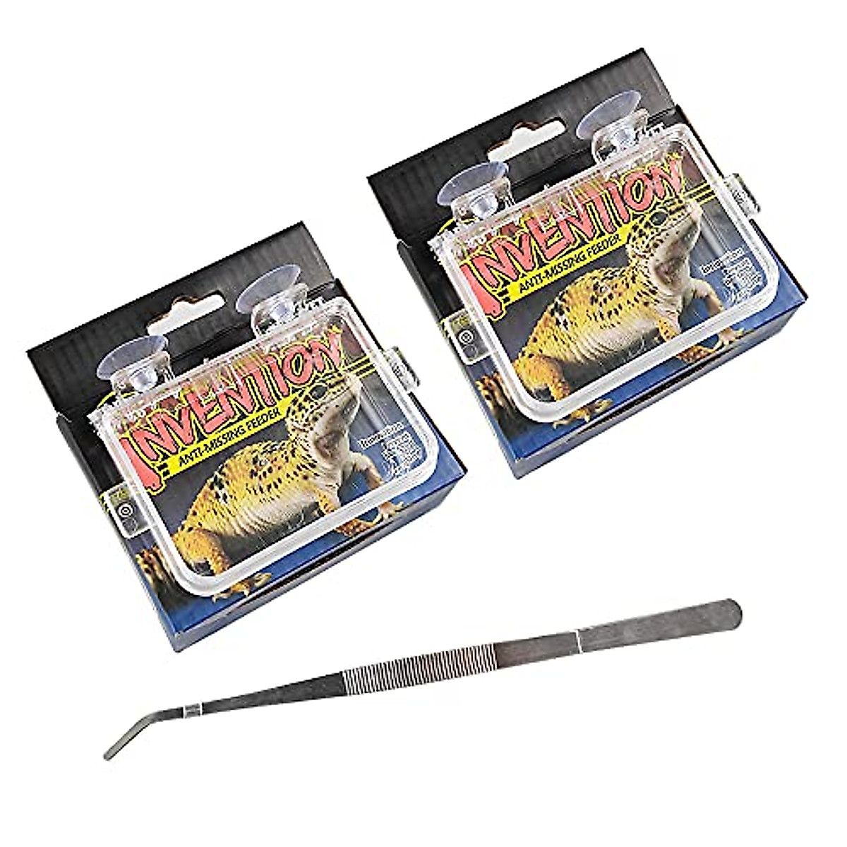 Moduoduo Chameleon Bowl and a Reptile Feeding Tongs 2pcs Feeder and Water Cups with Suction for Iguana Lizard Gecko Worm