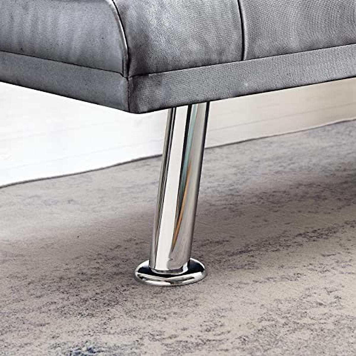 Eafurn Futon Couch Bed Sleeper Loveseat, Convertible Folding Sofa with Armrest, Adjustable Backrest, Modern 2 Seater Upholstered Love Seat Sofa& Couches Sofabed, Gray Fabric w/ 2 Cupholders