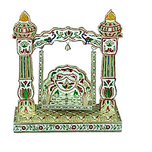 S.G.R. HANDICRAFTS / Krishna Wooden jhula with Gold Plating Antique Premium Design. (X-Small)