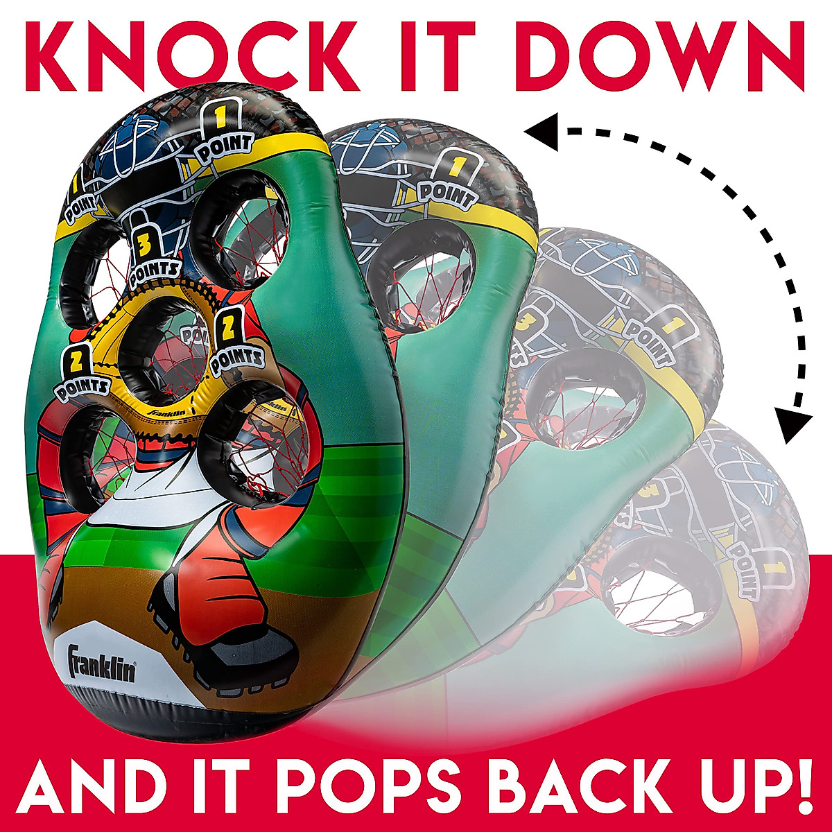 Franklin Sports 5-Hole Inflatable Baseball Target - Inflatable Baseball Throwing Target with Baseballs - Kids Baseball Toss Game - 45" Target