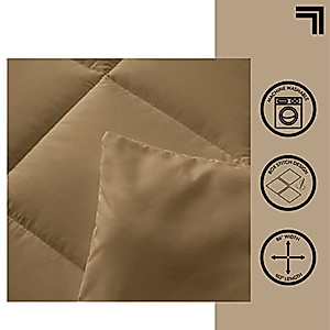 SHARPER IMAGE All Season Down Alternative Box Stitch Reversible Comforter, King, Tan