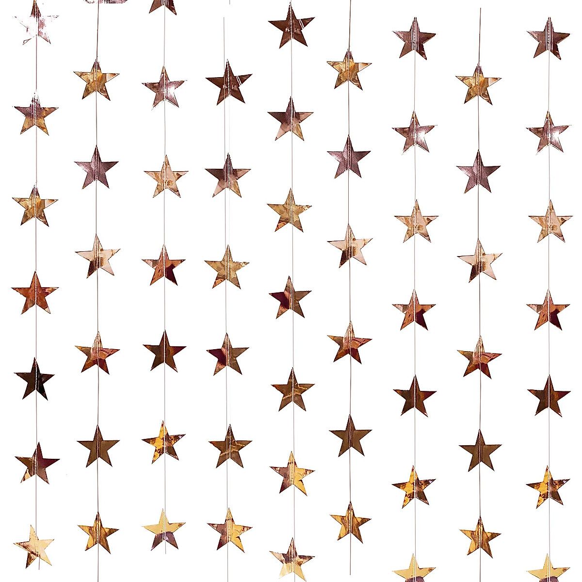 CareCheer Glitter Star Garland Banner Decoration, 130 Feet Bright Gold Star Hanging Bunting Banner Backdrop for Engagement Wedding Baby Shower Birthday Christmas Decor (Rose Gold)