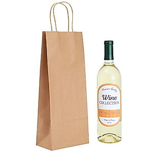 Bright Creations Kraft Paper Wine Gift Bags with Handles (Brown, 50 Pack)