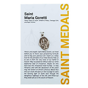 1" Saint and Holy Subject Medal with Prayer Card | Over 25 Different Saints | Durable and Detailed Charm | Pendant Medal Carded with Prayer I (St. Maria Goretti)