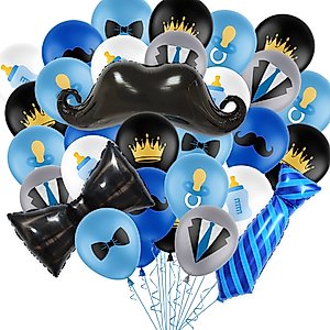 KARAQY Baby Boy Balloons Party Decorations Supplies, Blue and Black Balloons Set for Boys Birthday Baby Shower Party Decorations
