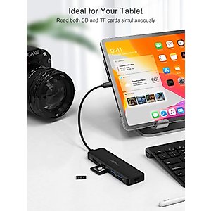 USB C Hub HDMI PD Adapter for MacBook Air/Pro, Surface Pro 7/8, XPS and More, Dockteck 6-in-1 Type C Hub with 4K 60Hz, 100W PD, SD & microSD Card Reader, 2 USB 3.0 Data 5Gbps