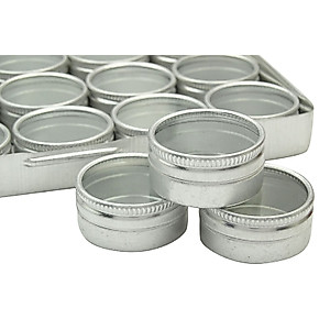 Darling Souvenir 20-Pieces Clear Top Round Aluminum Storage Container Set 1.2" Diameter Mini DIY Favour Boxes