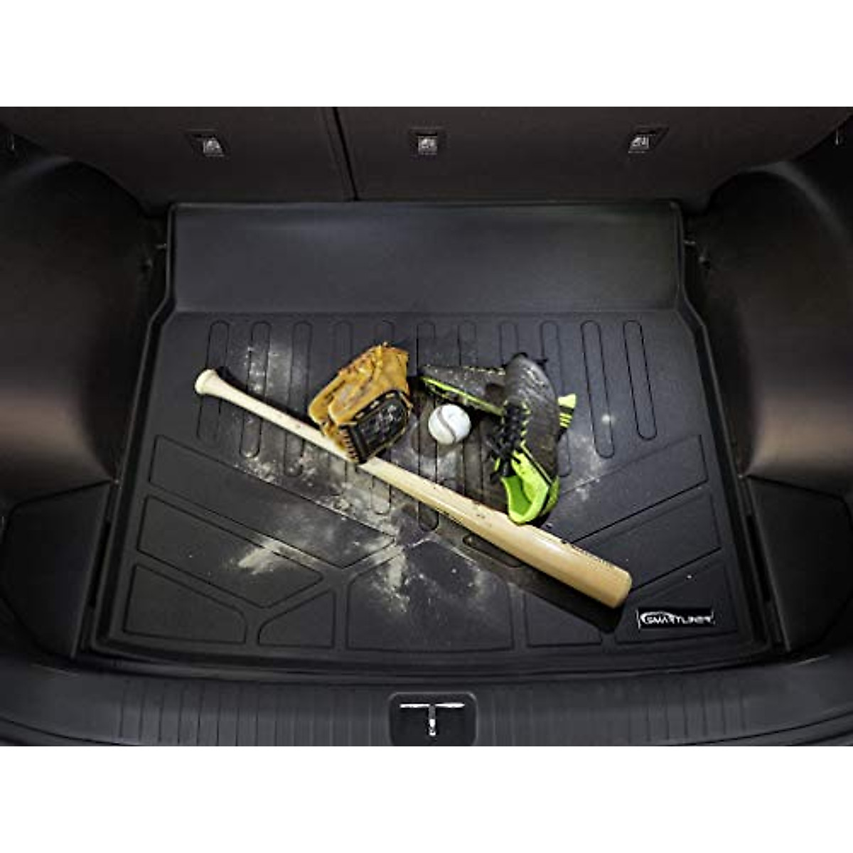 SMARTLINER All Weather Custom Cargo Trunk Liner Floor Mat Behind 3rd Row Black Compatible with 2020-2023 Compatible with Ford Explorer