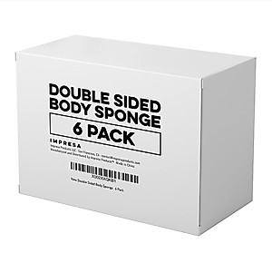 IMPRESA 6 Pack Double Sided Body Sponge for Daily Deep Cleansing and Regular Exfoliating - Double Sided Buff Puff Style Exfoliating Pads Puf for Removing Dead Skin & Dirt - All Skin Types